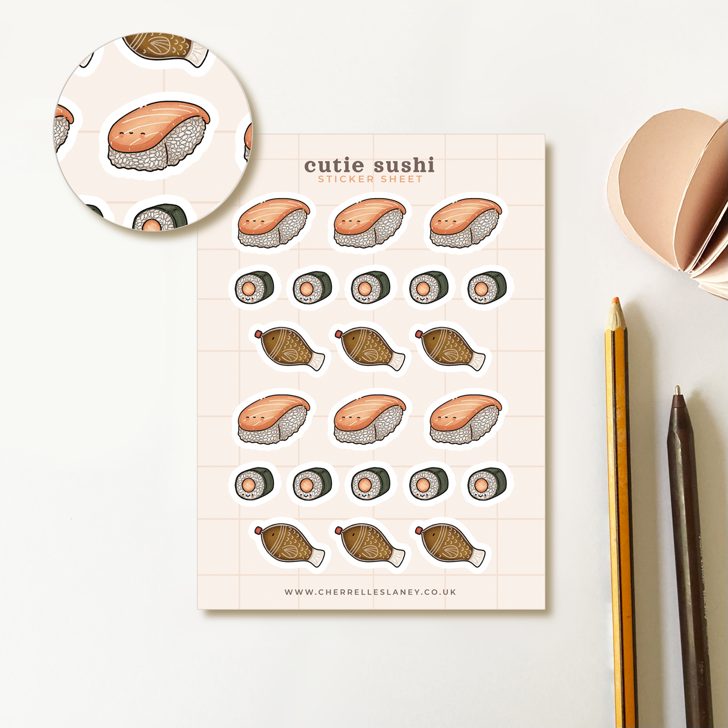 Cutie Sushi Sticker Sheet – Cherrelle Slaney