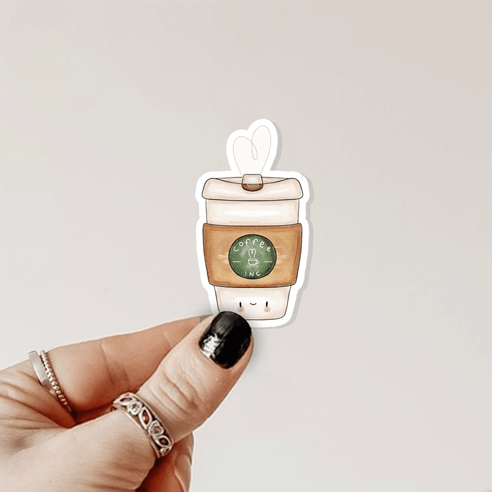 Cute Coffee Die Cut Sticker – Cherrelle Slaney